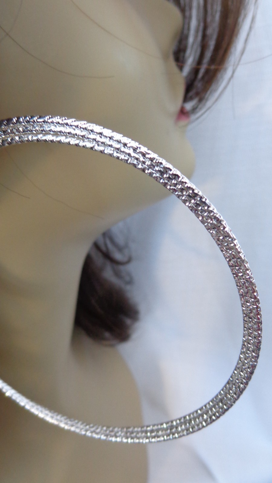 LARGE 4 inch HOOP EARRINGS TRIPLE TWIST TEXTURE HOOP EARRINGS GOLD OR ...