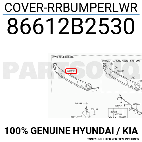 86612B2530 Genuine Hyundai / KIA COVER-RRBUMPERLWR | eBay
