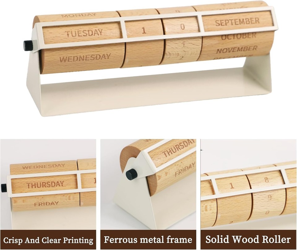 Wood Rotating Wheel Calendar, Creative Rotatable Calendar, Wooden ...