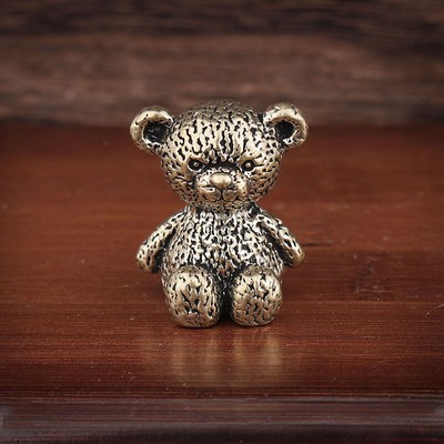Vintage Brass Kawaii Bear Statue Ornament Copper Animal Cute Bear ...