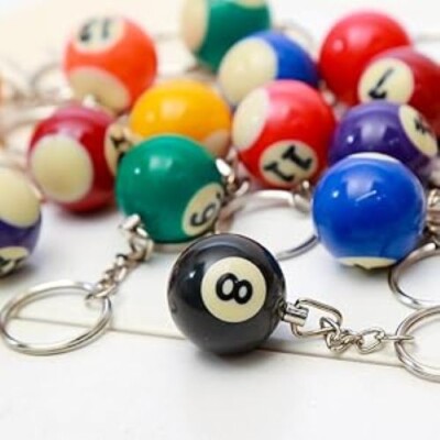 Mini Pool Ball Keyring Colourful Numbered Key Chain Tag Pub Billiard ...