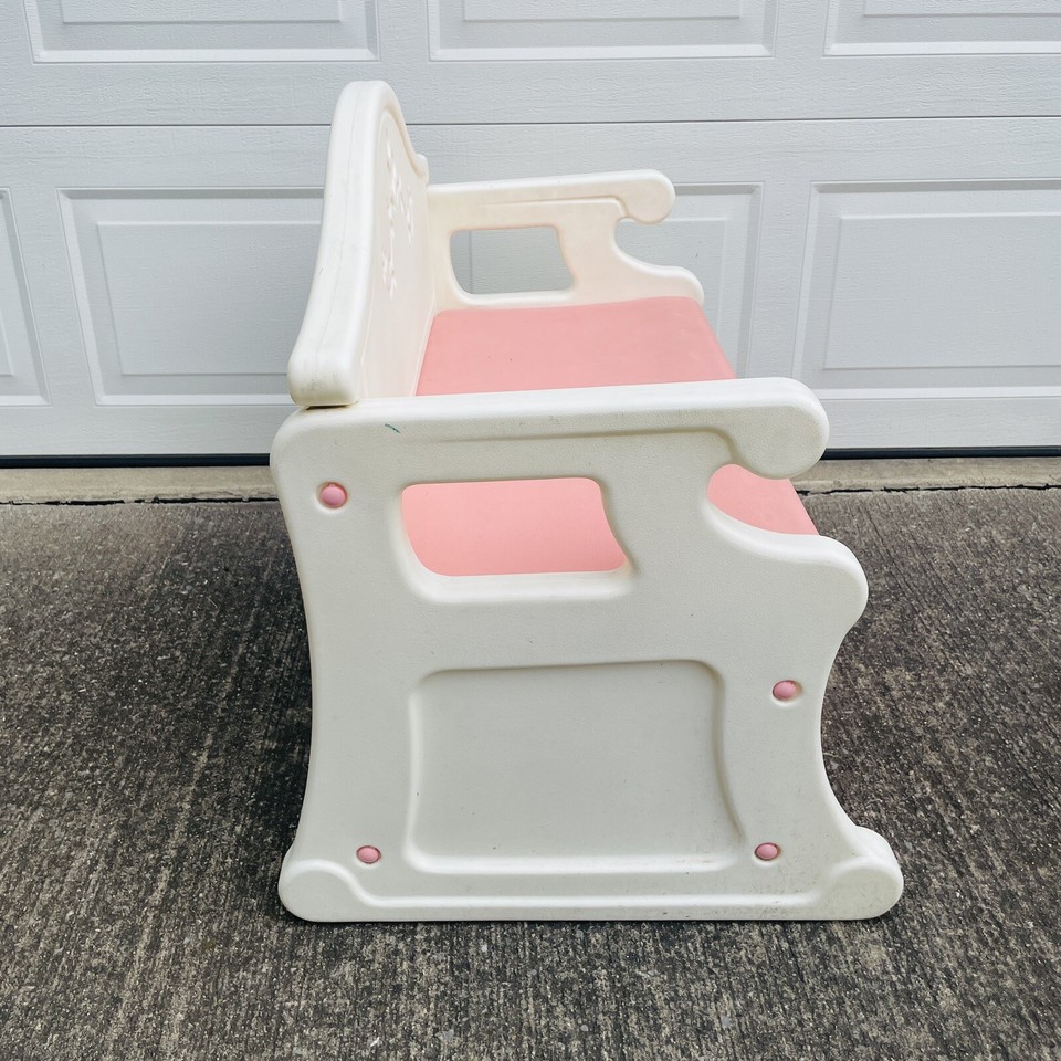 Vintage Pink White Little Tikes Tykes ToyBox Toy Box Bench Chest ...