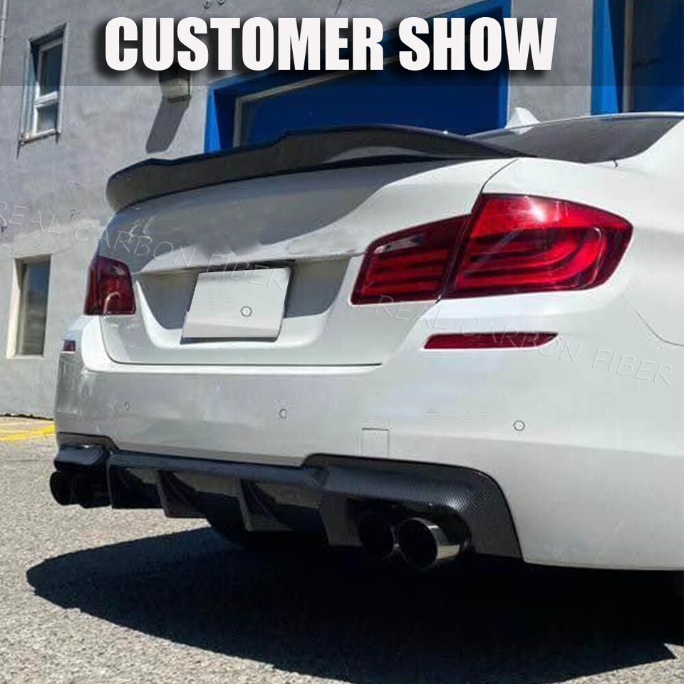 REAL CARBON Rear Bumper Lip Diffuser For BMW F10 528i 530i 550i M-Sport ...