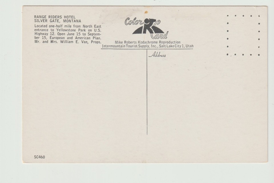 POSTCARD RANGE RIDERS HOTEL SILVER GATE MONTANA | eBay