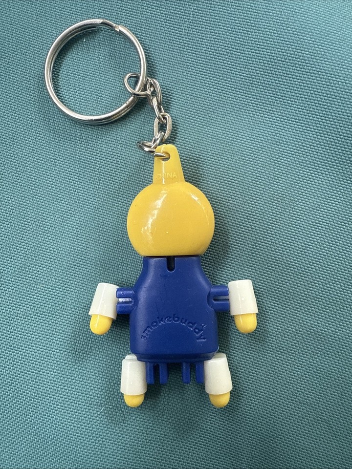 SMOKEBUDDY Keychain White Fidget Smoke Buddy Poseable Happy Smiley Face ...