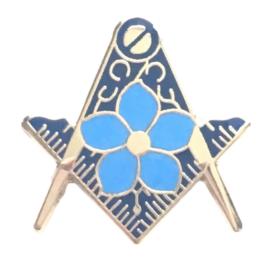 Masonic Flower in the Square & Compass Gold Plated Enamel Lapel Pin ...