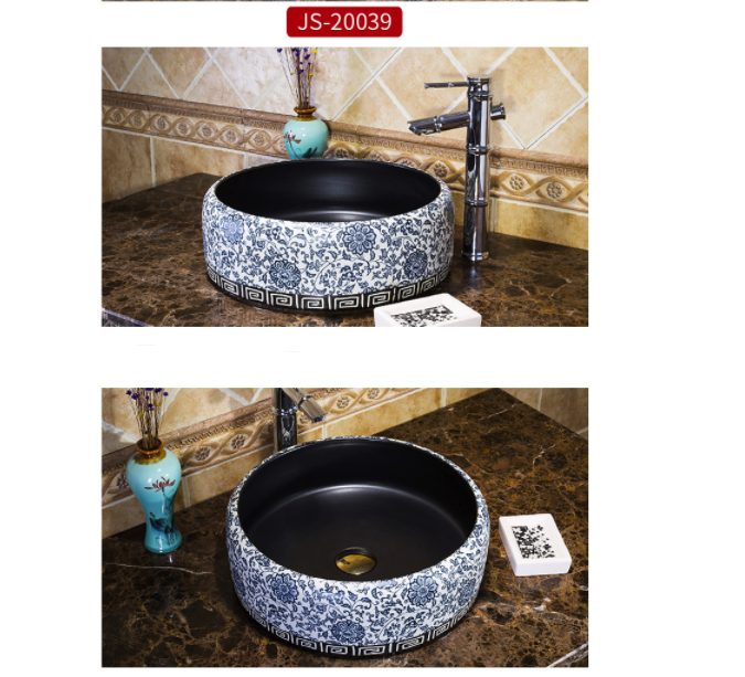 Colorful Round Bowl Ceramic Vessel Sink Counter Basin Set Mixer Faucet ...