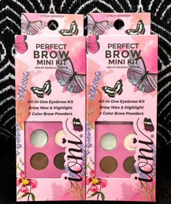 🌺2pk IONI PERFECT BROW MINI KITS ALL IN ONE 2 EYEBROW COLORS HIGHLIGHT ...