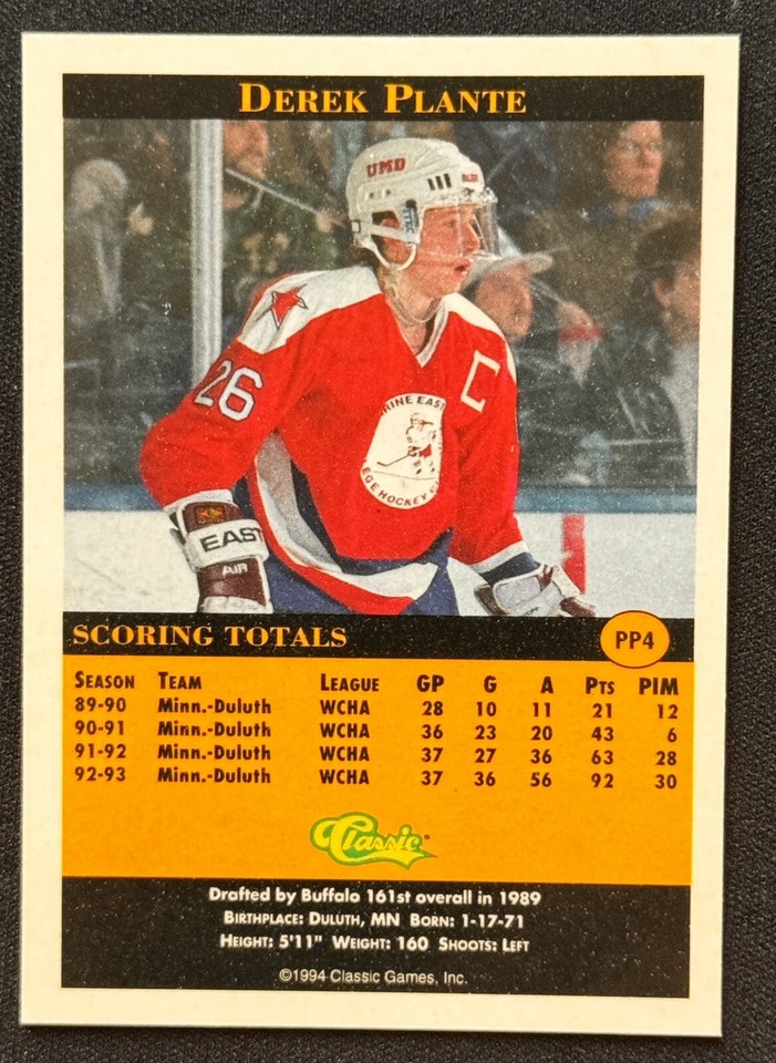 1994 Classic Pro Hockey Prospects Jumbos Derek Plante #PP4 | eBay