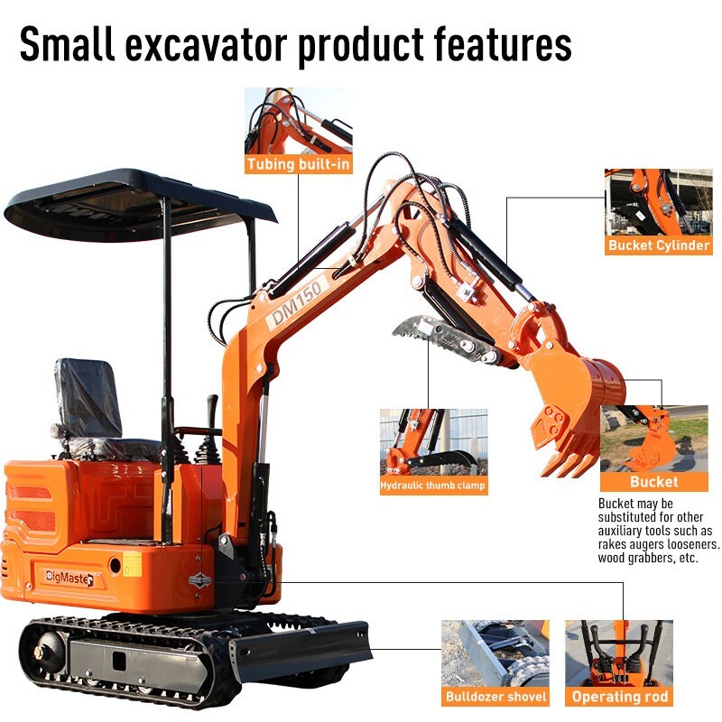FREE SHIP Mini Excavator 1 Ton Digger 13.5hp Gas Tracked Crawler B&S ...