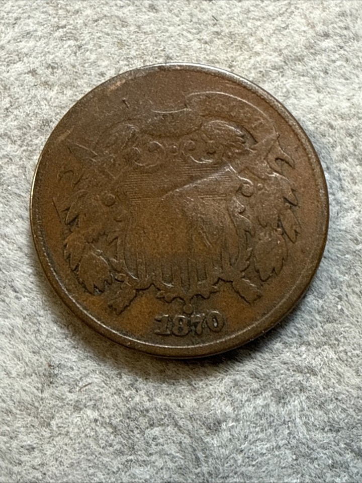 1870 Two Cent Piece 2c Better Date Fair Condition Nice Coin See Pics ...
