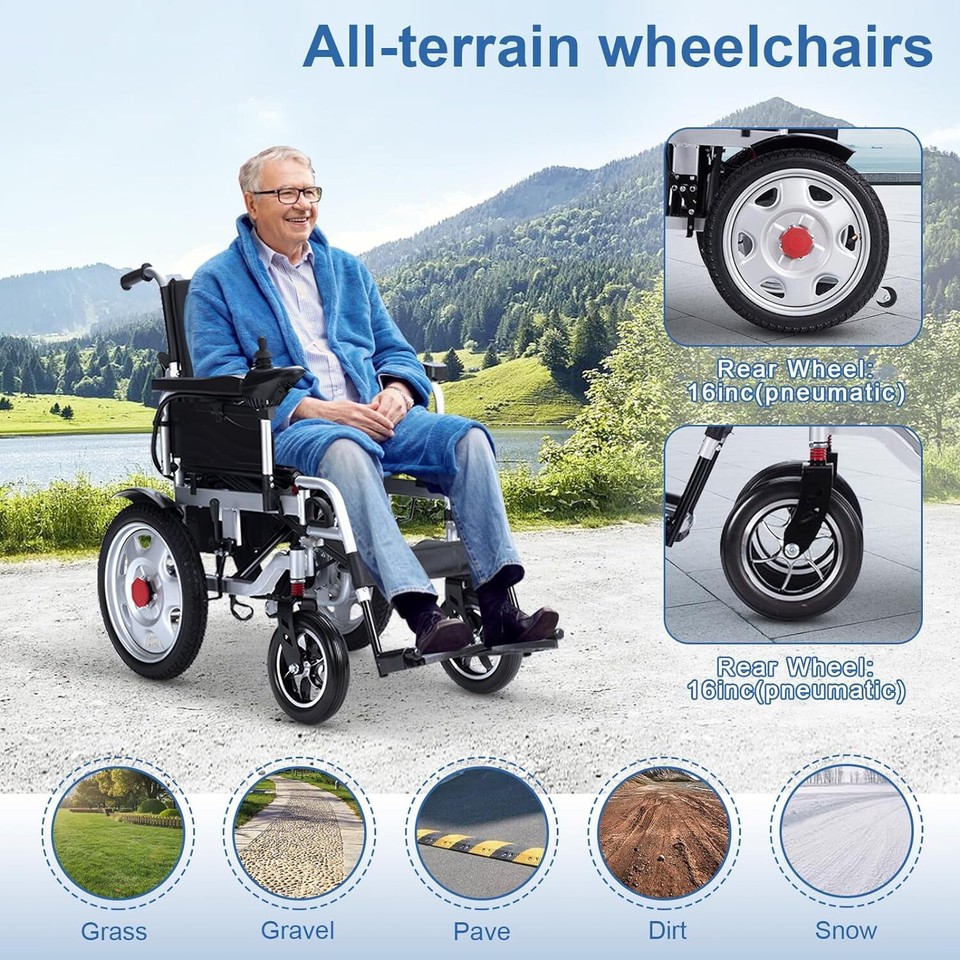 500W Dual Motor Electric Wheelchair Folding Mobility Aid Motorized ...