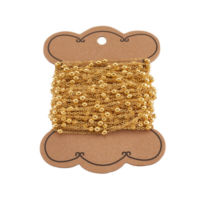 10.9yds/Roll Brass Cross Chains Ball Bead Spacer Cable String Gold Tone ...