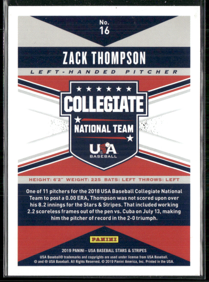 Zack Thompson Signed 2019 Stars & Stripes Longevity IP Auto #16 | eBay