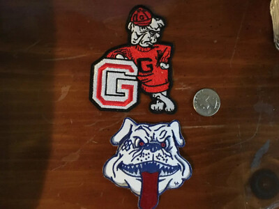 (2) UGA GEORGIA BULLDOGS VINTAGE Embroidered Iron On Patches patch lot ...