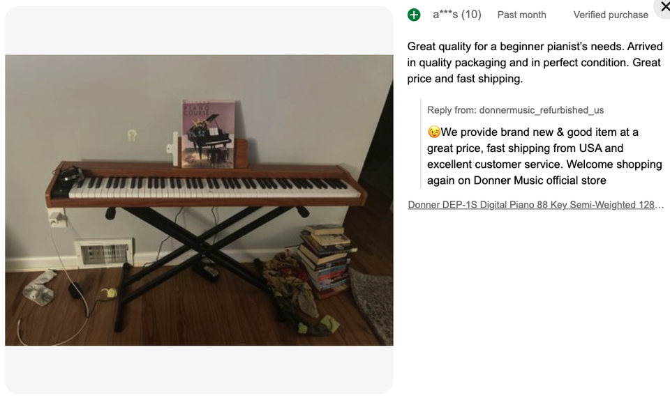 Donner DEP-1S Piano Keyboard 88 Keys Wood Grain Design With Stand ...