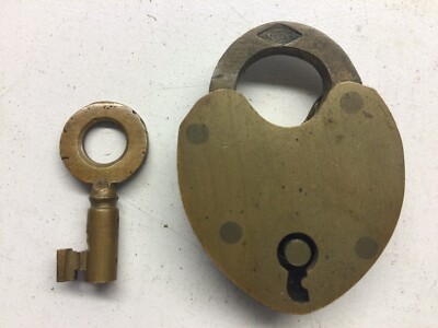 Antique R. E. Co. Small Brass Padlock With Post Key | eBay