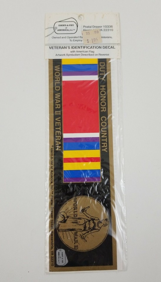 WORLD WAR II VETERAN BUMPER STICKER - ARMY NAVY AIR FORCE MARINES ...