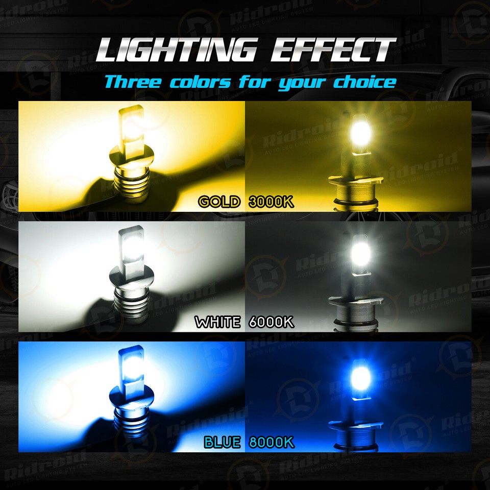 Pair H3 3000K Yellow 100W High Power LED Fog Light Driving Bulb DRL | eBay