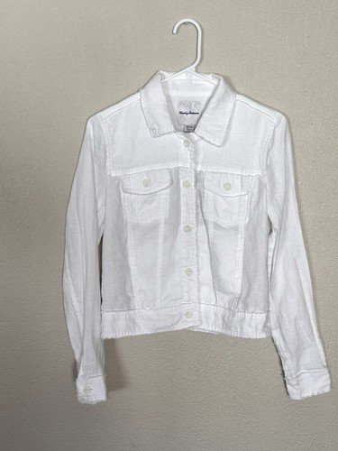 WOMENS TOMMY BAHAMA TWO PALMS 100% LINEN RAW EDGE BUTTON UP JACKET ...