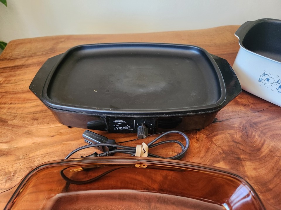 VTG West Bend 4 Qt Slow Cooker Griddle 5 Settings W/Lid WORKS USA | eBay
