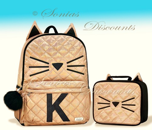 REDUCED!Justice "K" Gold CAT Quilted Backpack+Lunch Tote Set-NWT-Simply ...