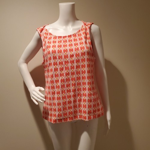 Maeve Anthropologie Mina Boatneck Tank Top Orange White L | eBay