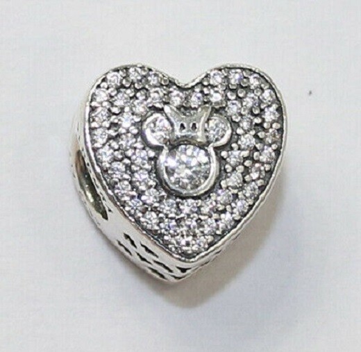 New Authentic Pandora Charm Disney Mickey & Minnie Sparkling Heart ...