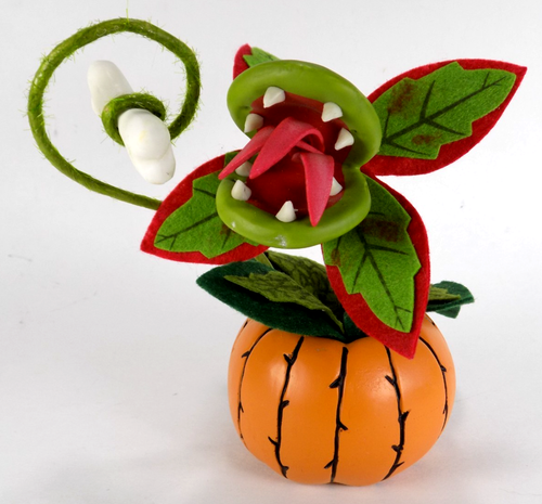 Halloween Venus Fly Trap Figurine Pumpkin Felt Leaves Little Shop of Horrors | eBay