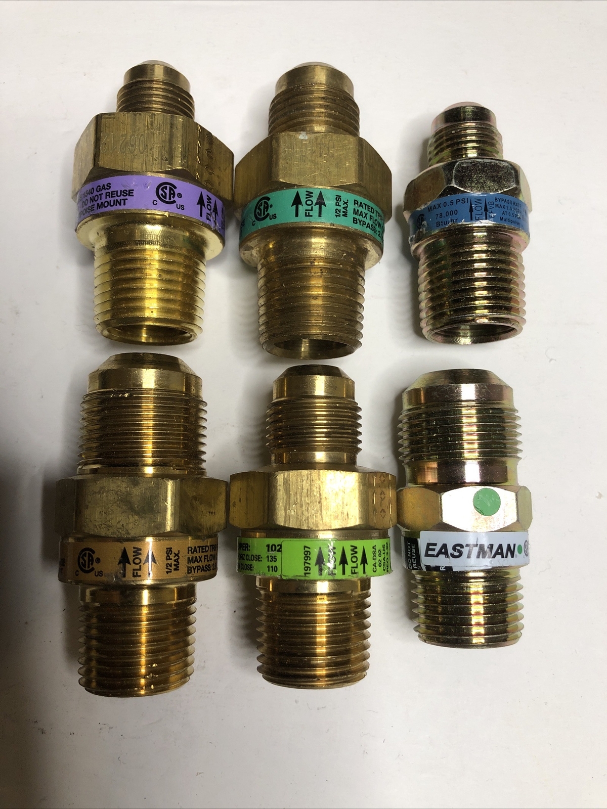 Lot of 6 Excess Flow Valve EFVB Gas Check Valve | eBay