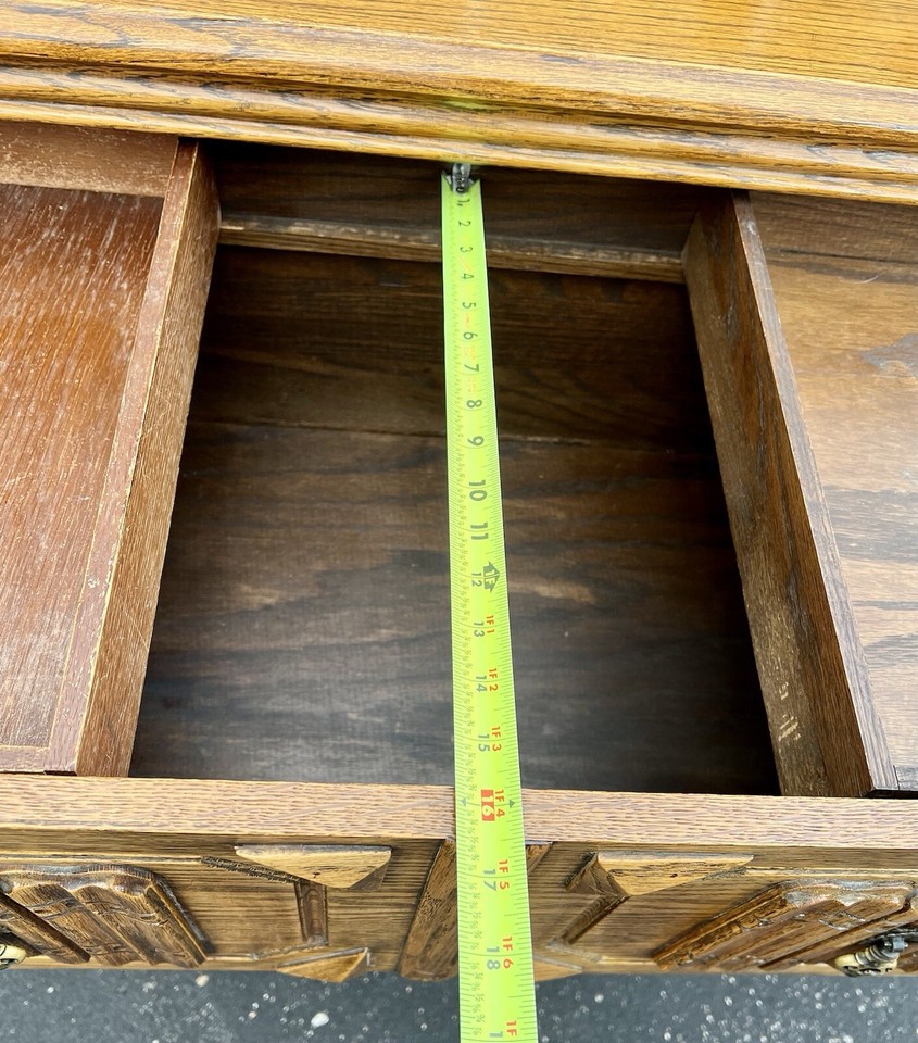 Jacobean English Revival Carved Oak Buffet Sideboard Credenza Antique ...