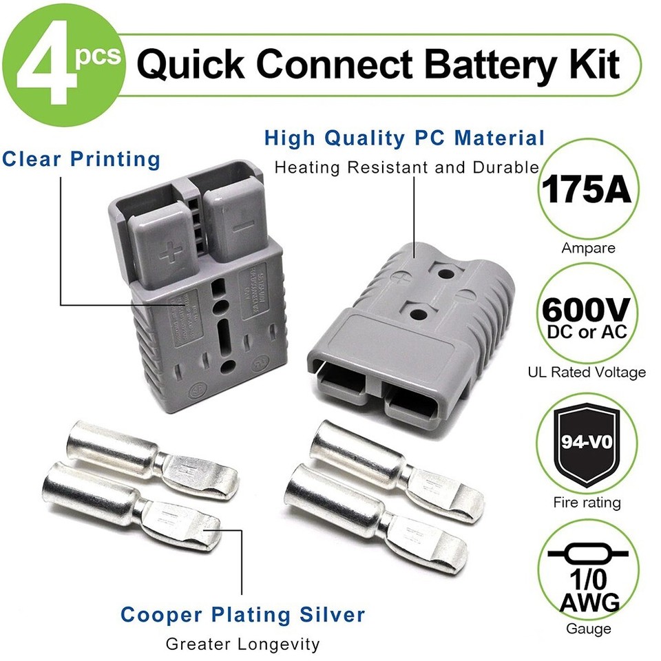 4X Battery Quick Connect Disconnect Jumper Connectors Cable Plug Winch ...