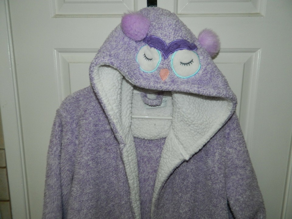 COZY CRITTERS juniors women's LAVENDER Purple Plush OWL Bath ROBE* ONE ...