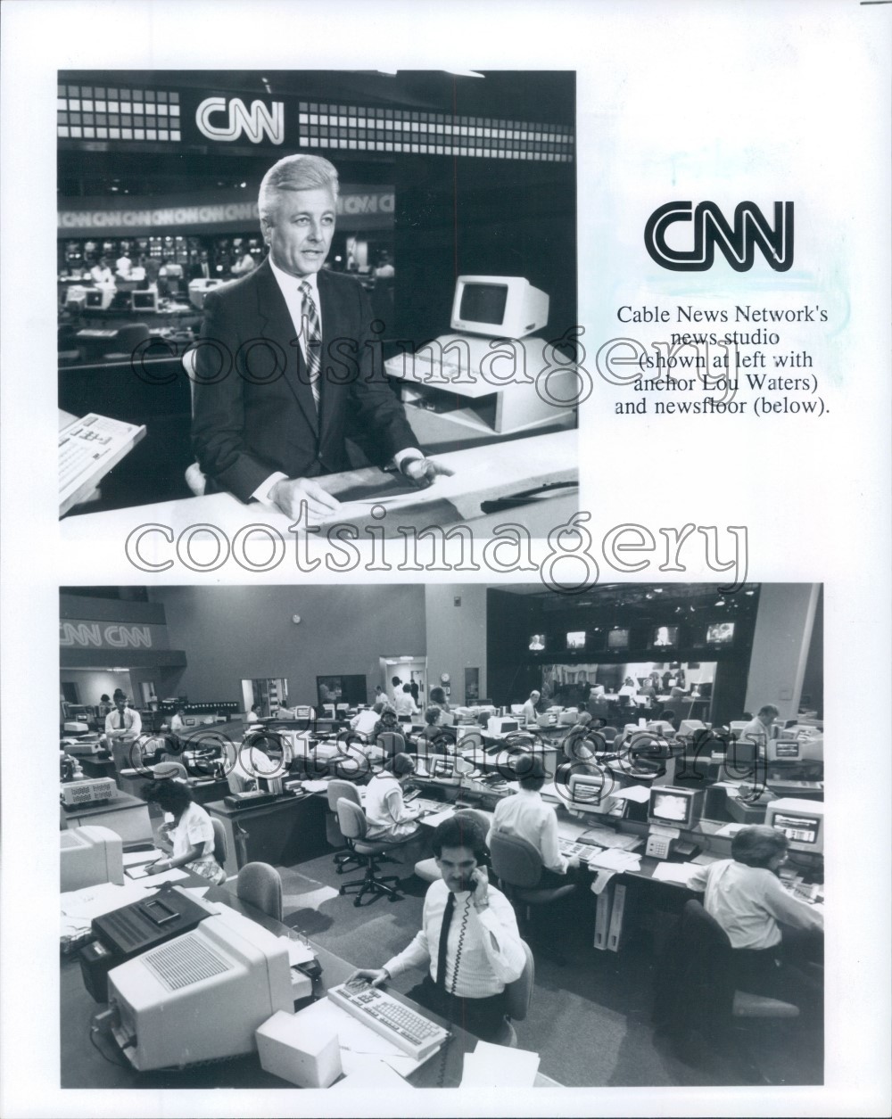 1988 CNN TV News Anchor Lou Waters & Newsfloor in 1980s Press Photo | eBay