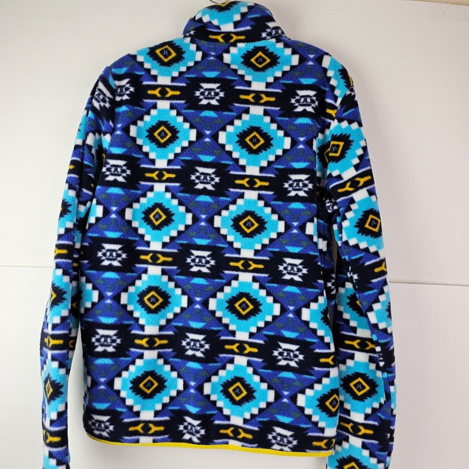 WeSC Sweden Unisex S/M Aztec Polar Fleece Full-Zip Jacket Blue/Yellow ...