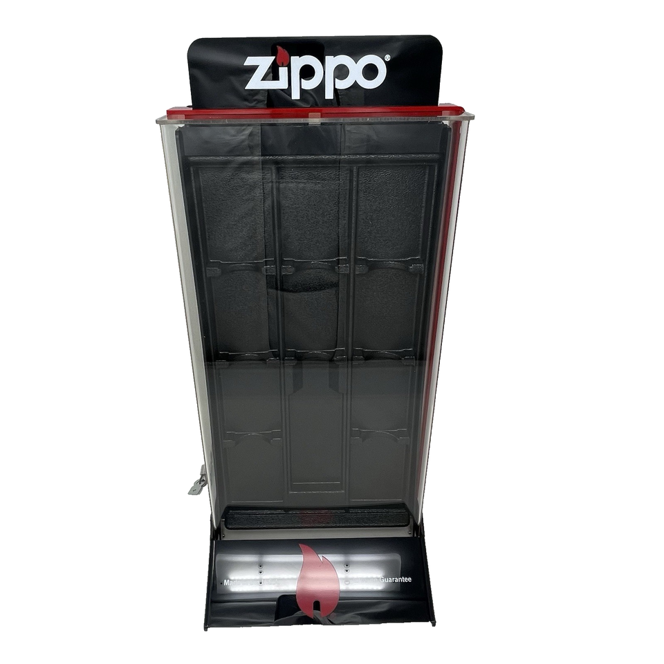 Genuine ZIPPO Lockable Acrylic Display Case Countertop Fits 10 Lighters ...