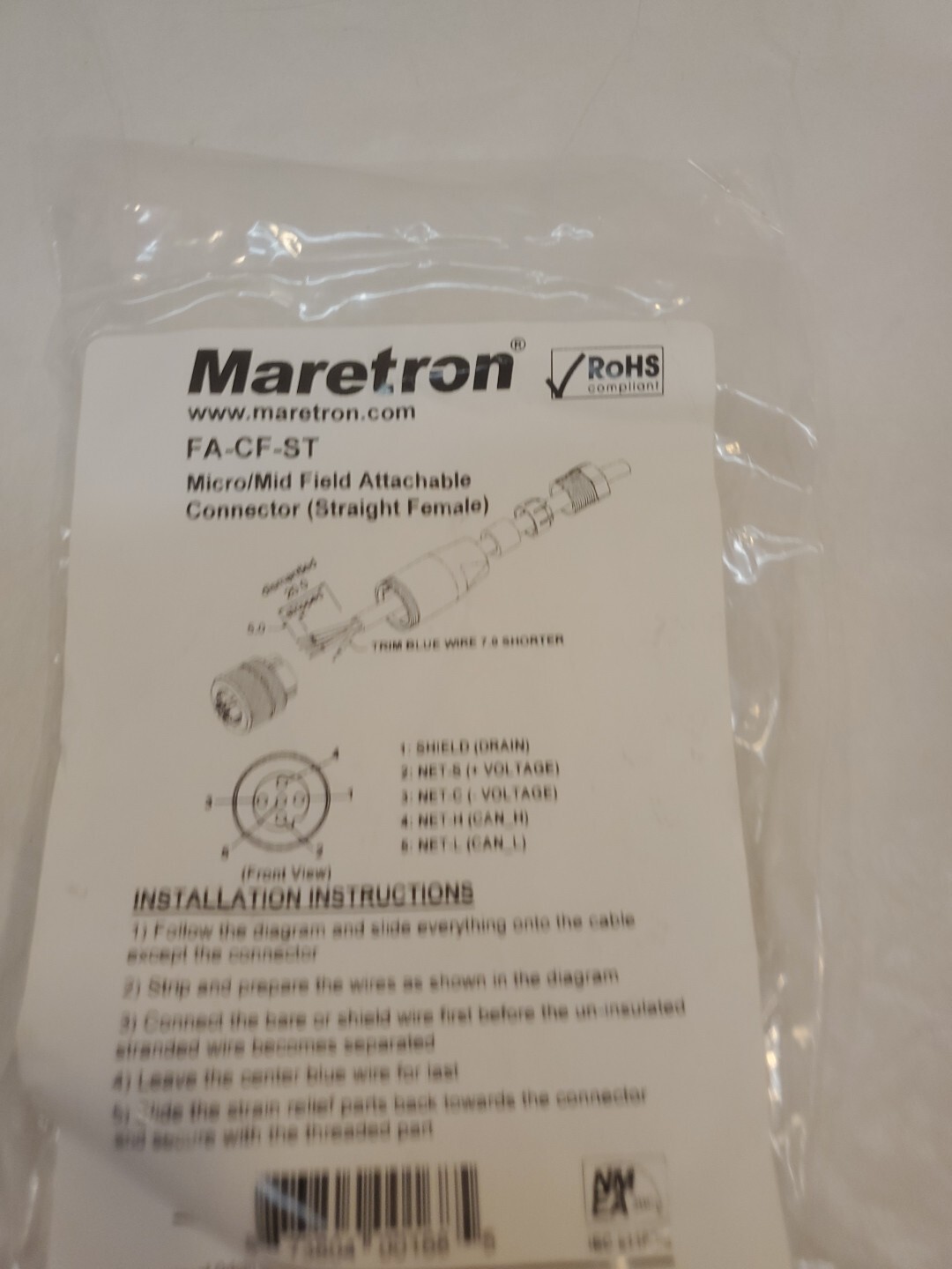Maretron Micro Field-attachable NMEA 2000 N2k Connector - Female for ...