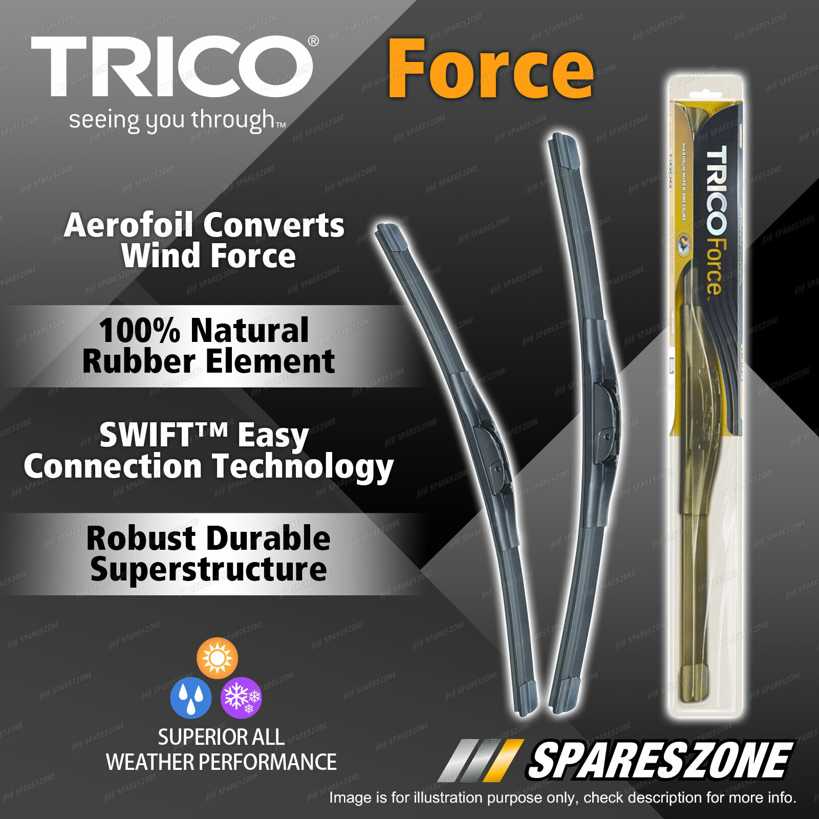 Pair Front Trico Force Wiper Blades for Chrysler Crossfire ZH 2004-2005 | eBay