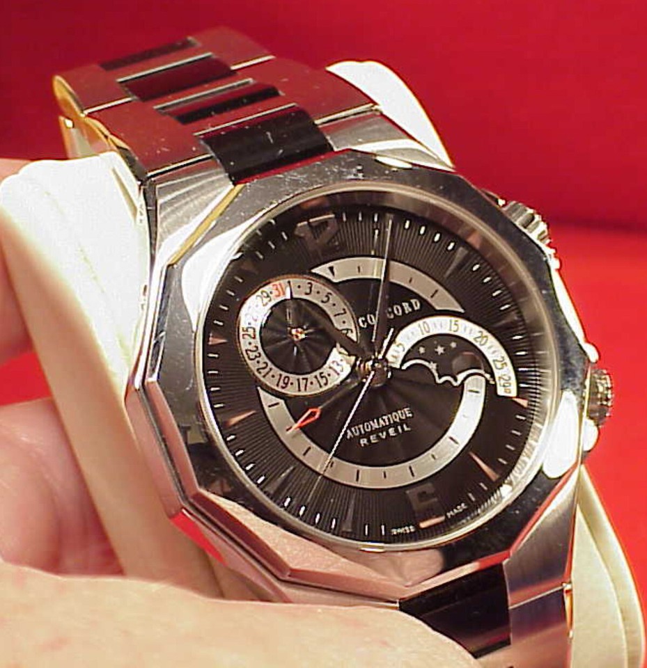 CONCORD 42MM Mariner Reveil STAINLESS Alarm Moonphase Automatic ...