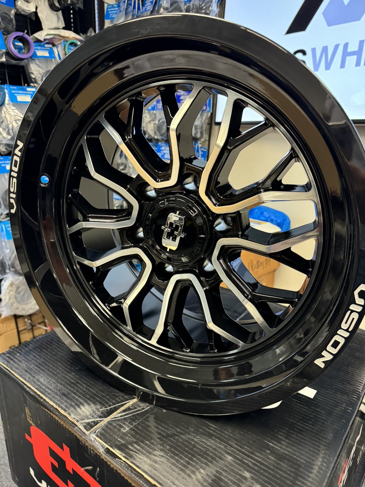 (Set of 4) Vision 402 Riot 18x9 6x5.5" +12mm Black/Machined Wheels Rims ...