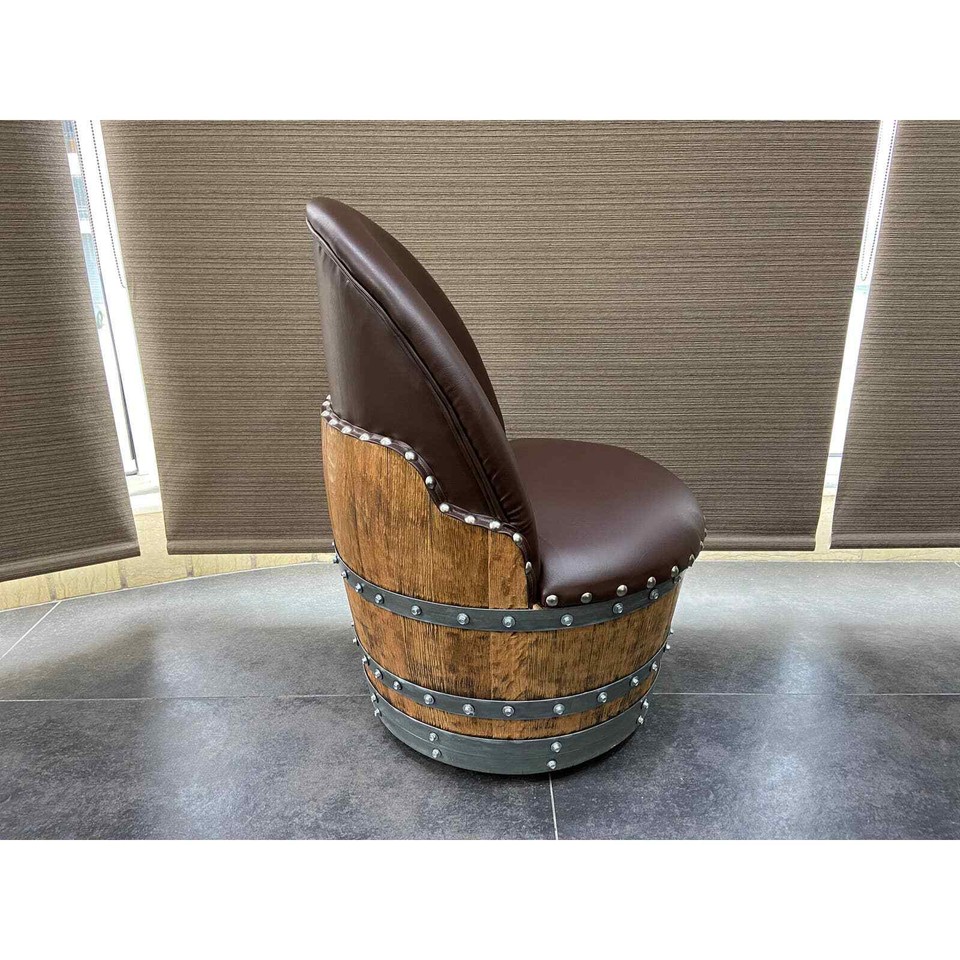 Wine Barrel Chair Brown (Barrel Chair-Whiskey Barrel Chair-Bourbon ...