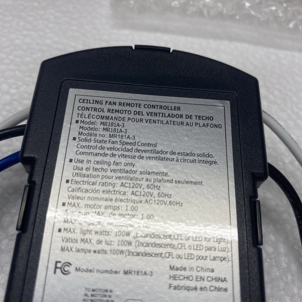 Fanimation Receiver & Remote MR181A-3 Ceiling Fan RCCA050050005 JH-01 ...