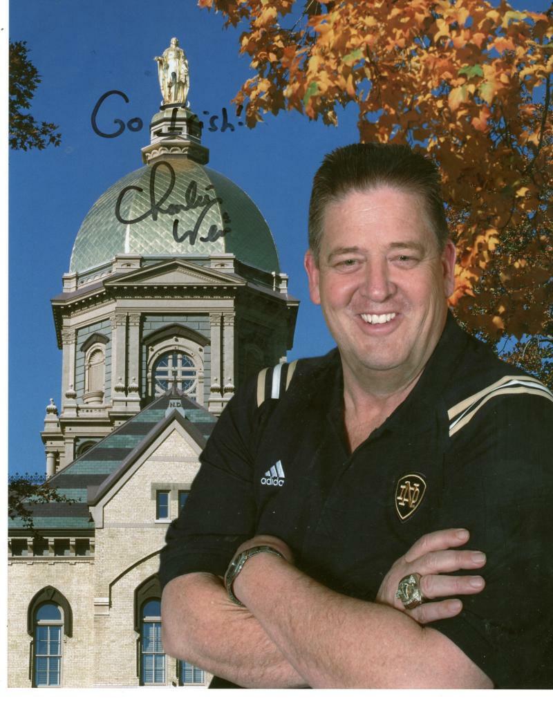 CHARLIE WEIS NOTRE DAME "GO IRISH" SIGNED AUTOGRAPHED 8X10 PHOTO W/ COA ...