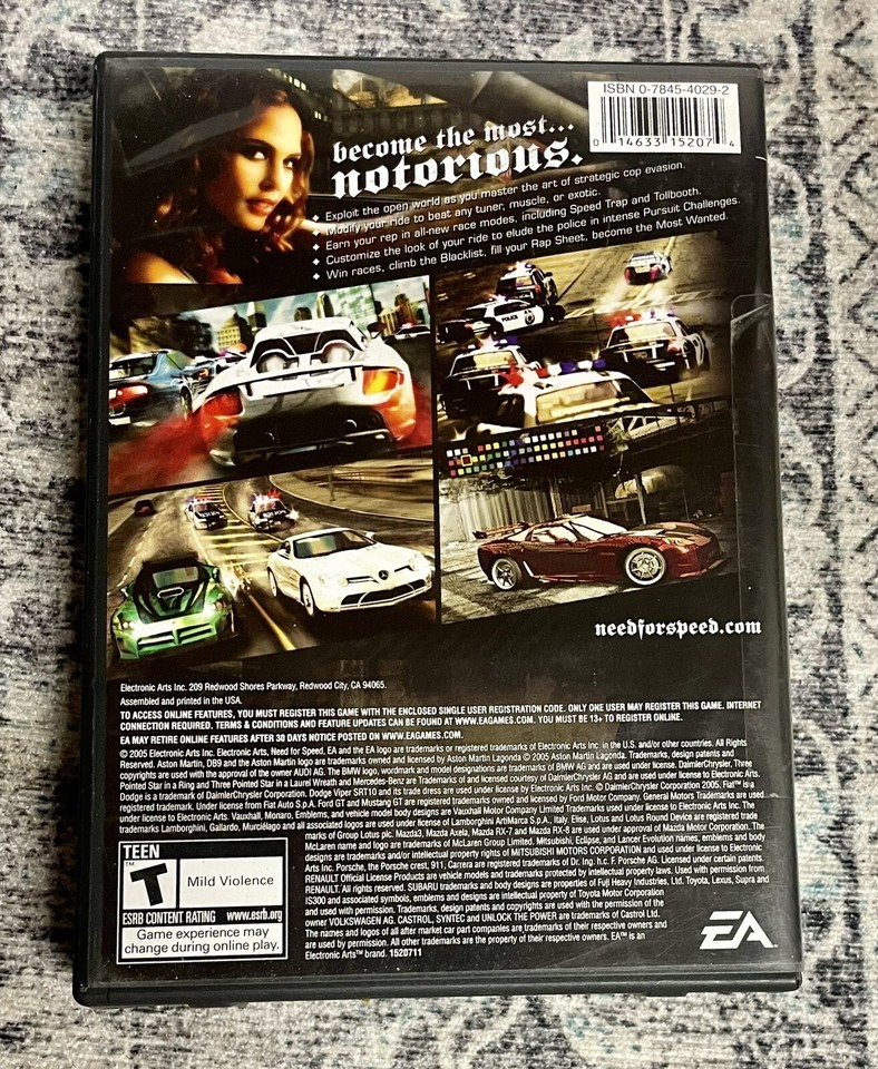 Need for Speed Most Wanted FULL Game PC CD-ROM, 2005 with Manual/case ...