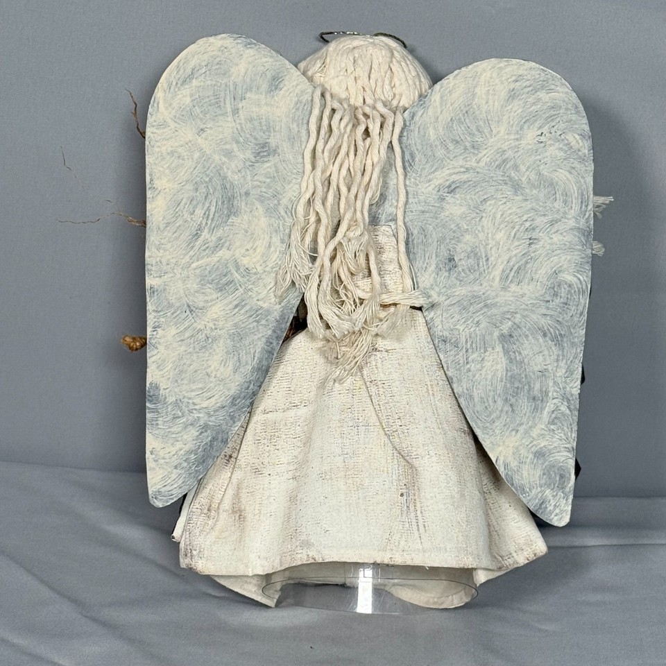 Handmade Angel Cloth Fabric Paper Hand Painted Unique Bird House Metal ...