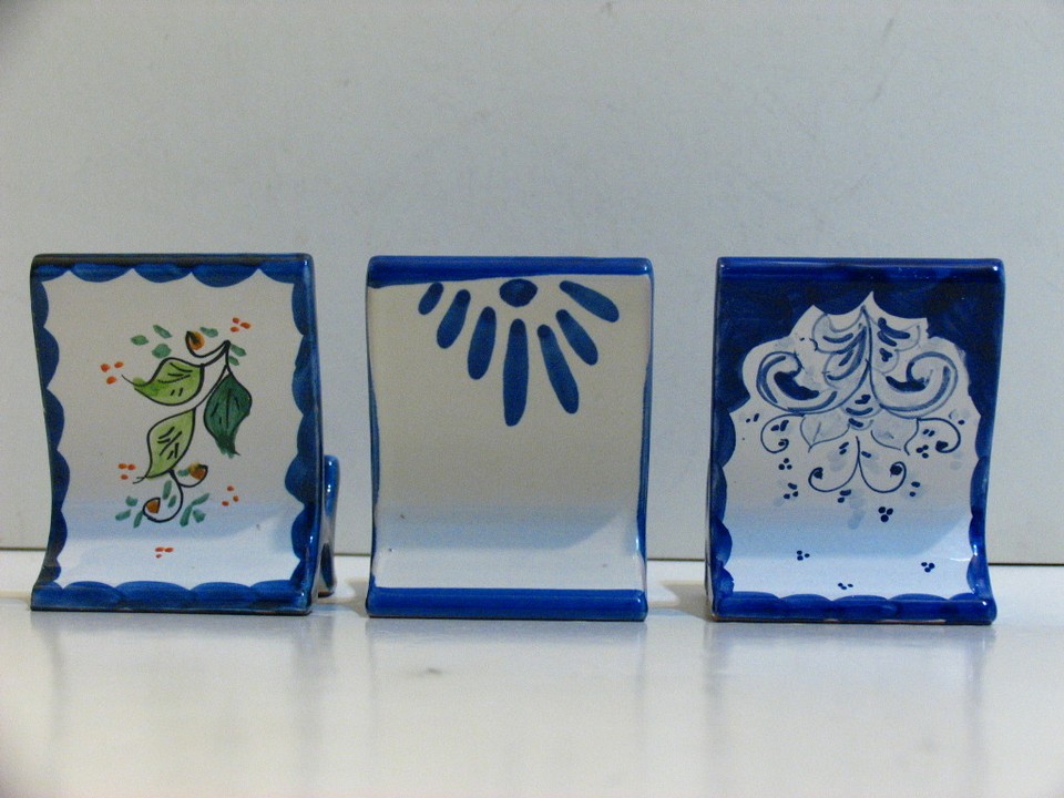 Vietri Lemon Sunflower & Ornate Card Holders Pottery Hand Painted ...