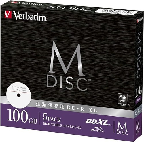 Verbatim M-DISC BD-R XL 100GB 5-Pack, Long-Term Storage, 2-4x Speed Blu ...