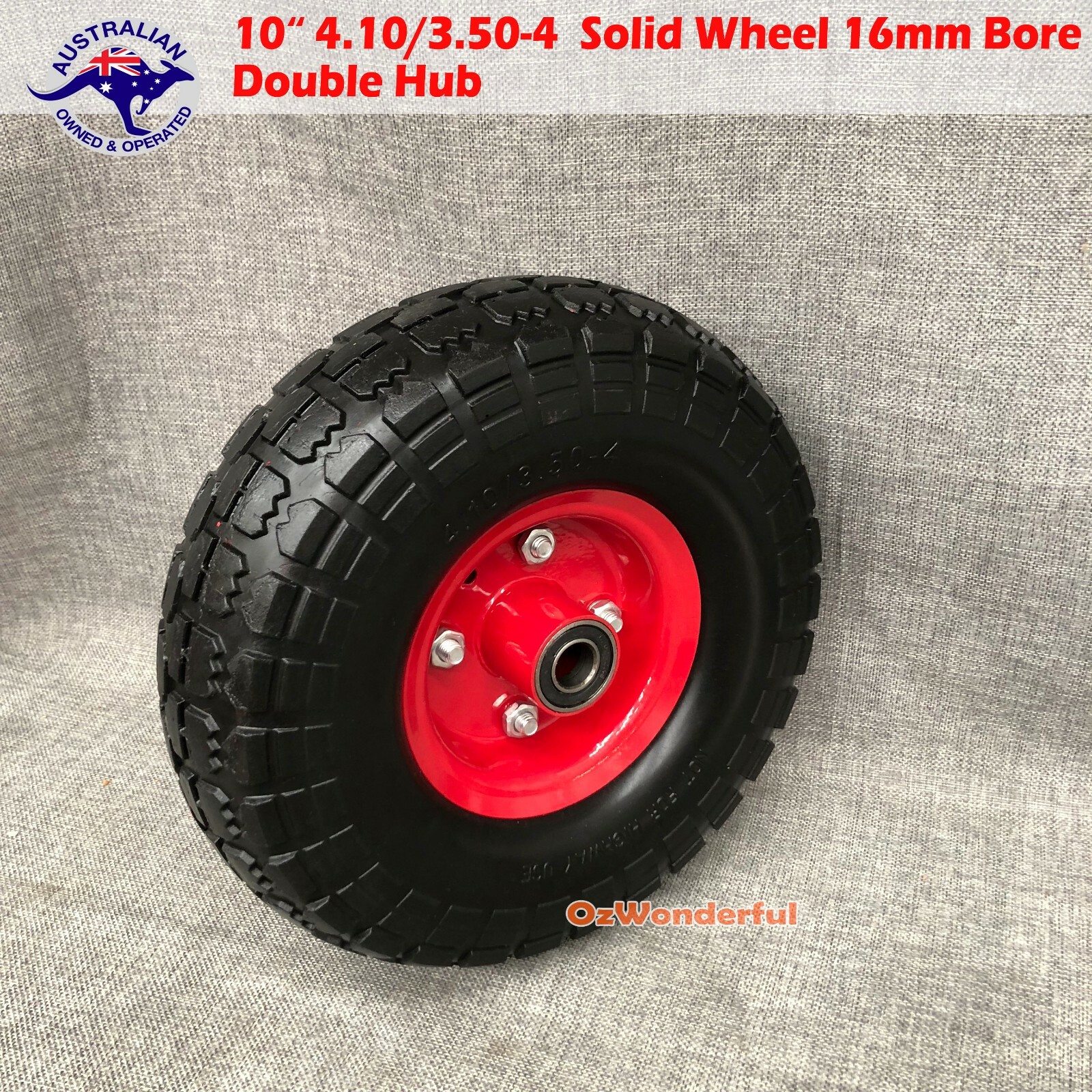10" 4.10/3.50-4 Solid Jockey Wheels Puncture Proof Trolley Cart Wheel ...