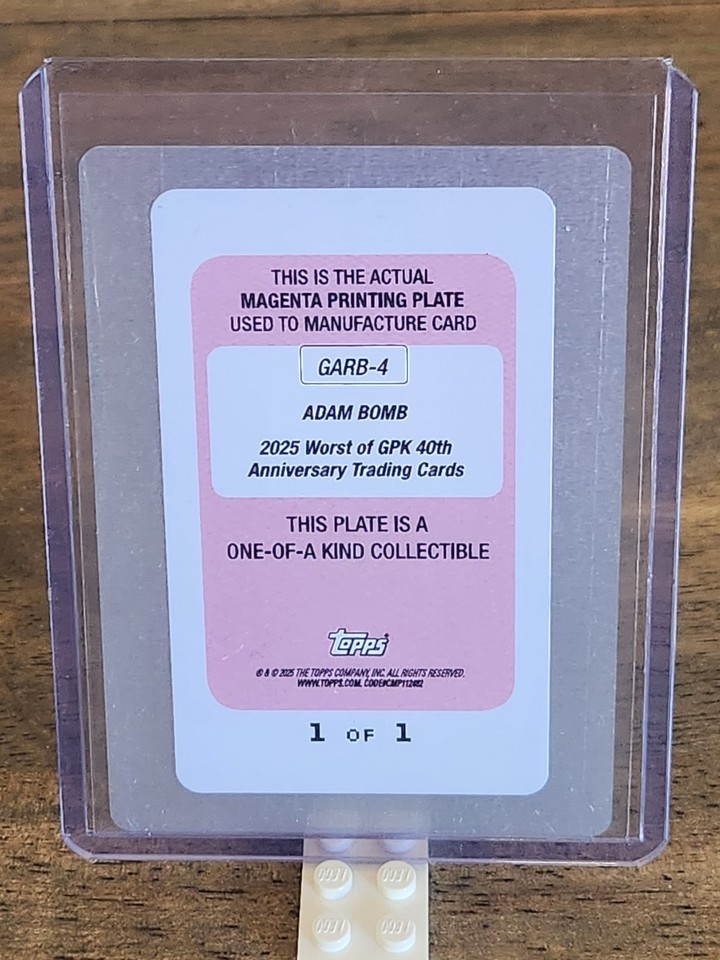 2025 TOPPS Gpk Worst 40th Ann. Adam Bomb Garbahj Magenta Printing Plate ...