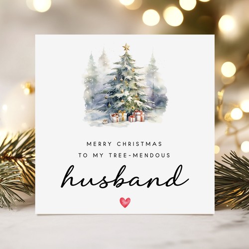 Merry Christmas to My Husband – Tree-mendous Xmas Card | eBay UK